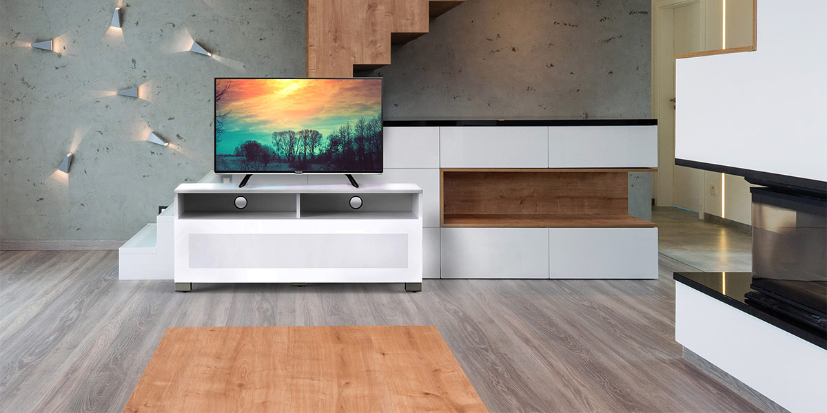 Meliconi Techline 12040H Verre Blanc | Meubles TV sur EasyLounge