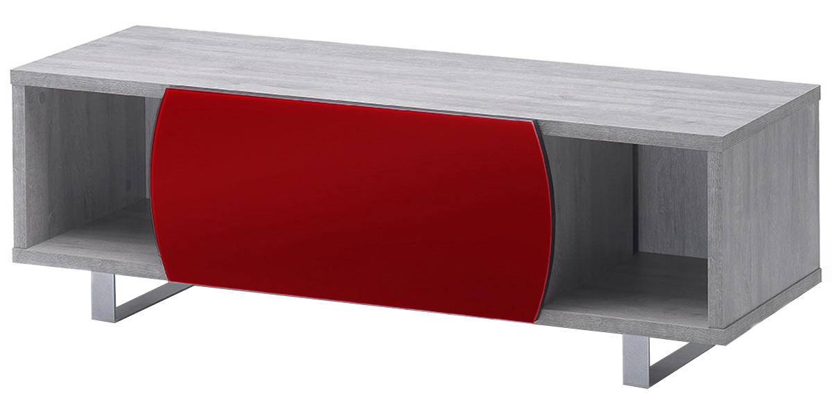 Munari Easy Chêne Gris et Verre Rouge | Meubles TV sur EasyLounge